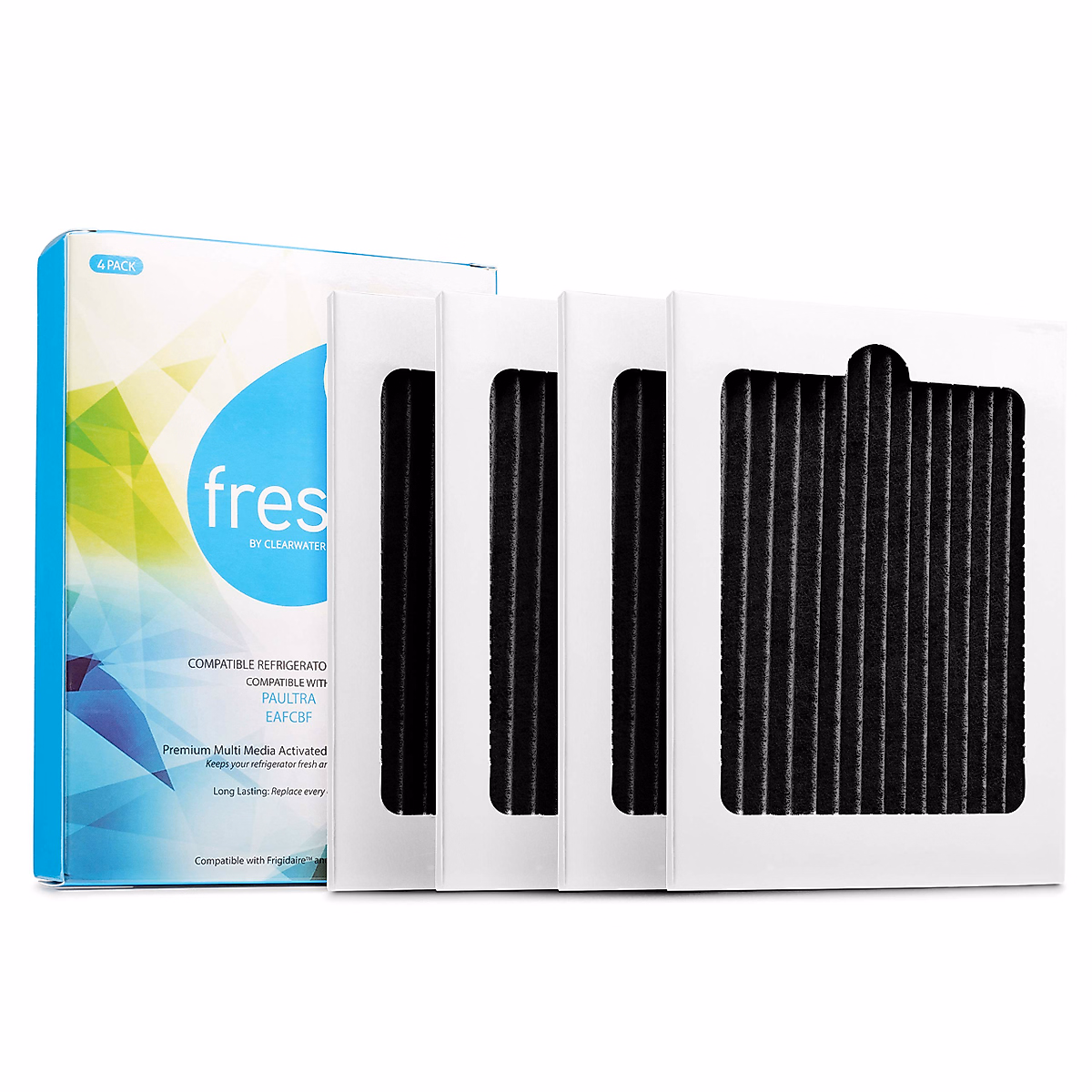 FRESH Paultra Refrigerator Air Filter Replacement for Frigidaire and Electrolux EAFCBF, Compatible with Paultra, PureAir Ultra, 242061001, 241754001 - (4 Pack) Air filter by MIST