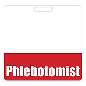 Phlebotomist Badge Buddy (Red) - Horizontal Heavy Duty Badge Tags for Phlebotomy Technician - Double Sided Badge Identification Card