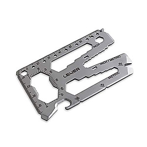 Lever Gear Toolcard Pro - 40 in 1 Credit Card Multitool. Slim, Minimalist Survival Card Wallet Tool Card. TSA Approved Multitool Card Pocket Tool. (Silver)