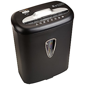 Amazon Basics 8-Sheet Capacity Cross-Cut Paper and Credit Card Shredder, 4.1 Gallon & Sharpening Lubricant Sheets - Pack of 12