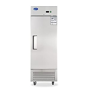 kalifon 27" W Commercial Refrigerator 1 Solid Door, 23 Cu.ft Reach-in Stainless Steel Refrigerator, Upright Fan Cooling for Restaurant, Bar, Home, Shop (Equip 4 Shelves) Warehouse Shipments