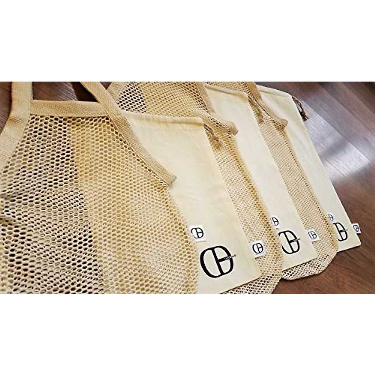 6 piece Set of Reusable Eco-Friendly 100% Cotton Muslin and Mesh Produce bags includes M, L, XL sizes