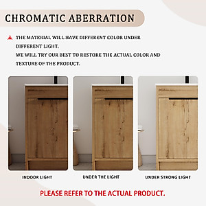 Pvillez 30 inch Bathroom Vanity with Sink Combo, 30" Pedestal Bathroom Vanity Cabinet with Ceramic Basin Sink Top & Soft Close Door, Freestanding Modern Bathroom Vanity for Small Space, Imitative Oak