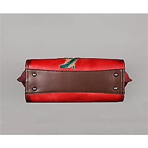 ZHUHW Leather Women's Bag Flower Handbag Hand-Painted Chinese Style Floral -Shoulder Messenger Bag (Color : D, Size