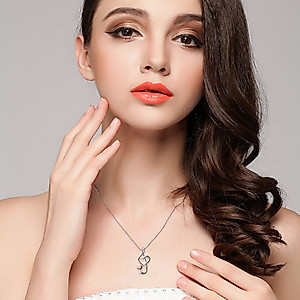 DAOCHONG S925 Sterling Silver Musical Note Treble Love Heart Pendant Necklace, Box Chain 18 inches