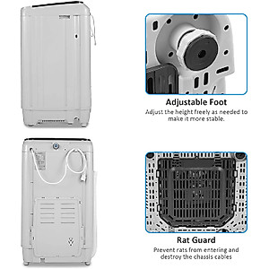 Nictemaw Portable Washing Machine, 17.8Lbs Capacity Full Automatic Compact Laundry Washer, 2.3 Cu.ft Portable Washer with 10 Wash Programs & 8 Water Levels & Drain Pump for Apartment, RV, Dorm