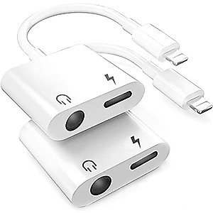 artmu 2 Pack Headphone Adapter for iPhone,[Apple MFi Certified] 2 in 1 Lightning to 3.5mm AUX Audio + Charger Splitter Compatible with iPhone 13/12/11/XS/XR/X 8 7-T017