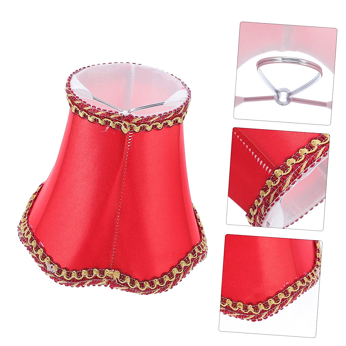 GARVALON 1pc Clip Bulb Lampshade White Chandelier Red Light Bulbs Lamp Shades for Table Lamps Floor Light Lampshades Gold Lamp Shades Small Lamp Shades Clip on Bulb Light Accessory Red Hood