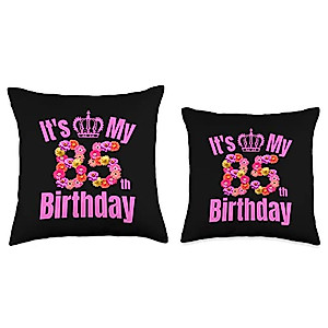 85 Year Old Gifts For Women 85th Birthday Gifts 85 Year Old Flower 85th Birthday Throw Pillow, 16x16, Multicolor