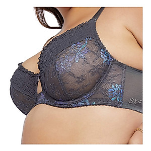 Savage X Fenty, Women's, Curvy Living In The Clouds Iridescent Lace Unlined Bra, Blackened Pearl, 40DD