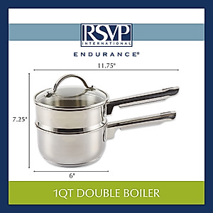 RSVP International 1-quart Induction Double Boiler, 2 Cups, Multi Color