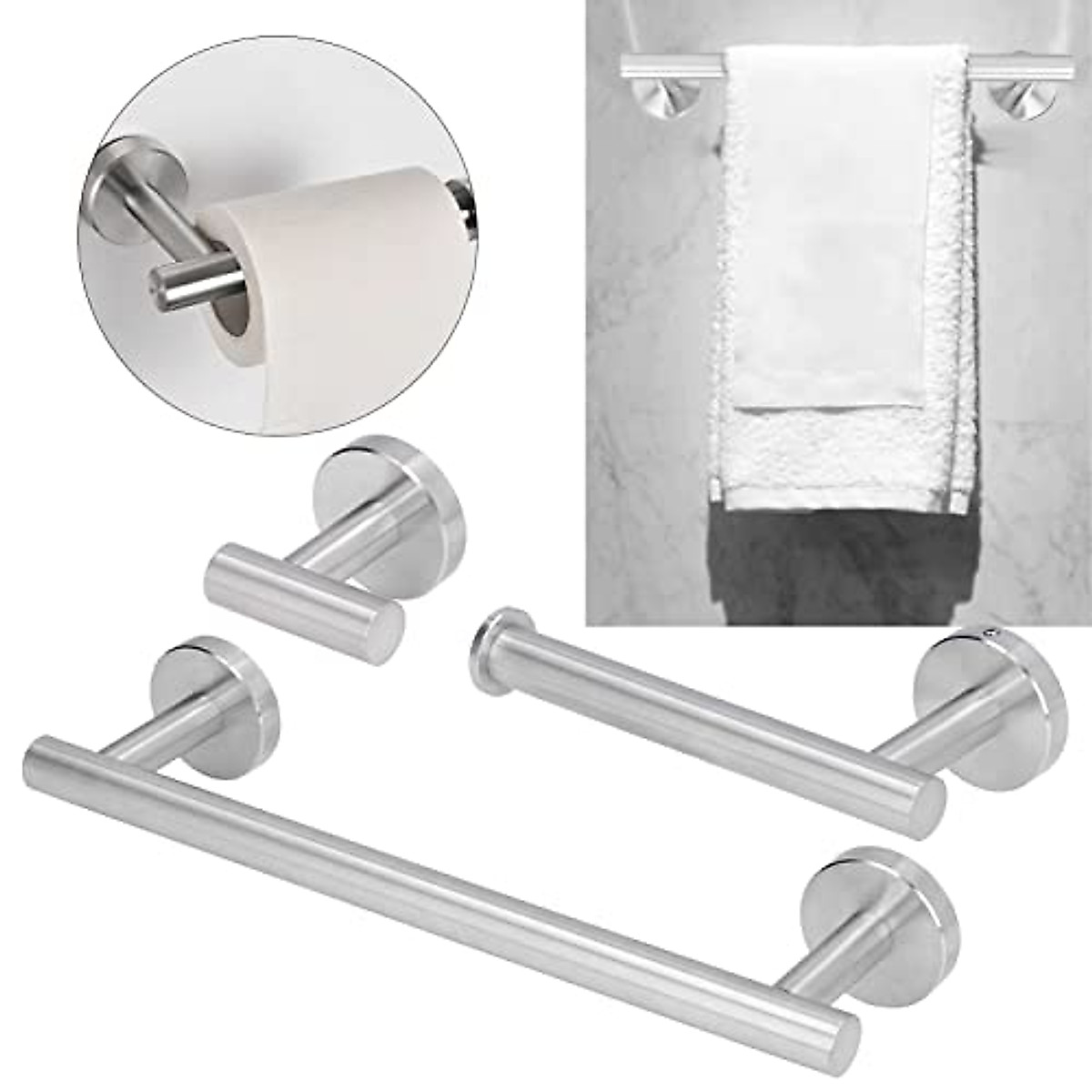 Punch-Free Towel Rack,Otufan Stainless Steel Hangable Towel Rod Free Punch Storage Single Rod Cabinet Bathroom Hanger Suitable for Bathroom Kitchen(#1)