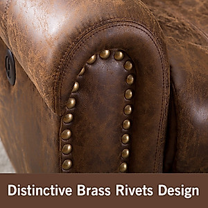 ANJ Electric Recliner Chair W/Breathable Bonded Leather, Classic Single Sofa Home Theater Recliner Seating W/USB Port (Nut Brown)