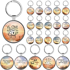 Ferreve Church Gifts in Bulk 36 Religious Keychains Christian Charms Scripture Quote Keychain Bible Verse Gifts Mini Religious Keychain Mother's Day Church Gifts for Church Women, 18 Styles