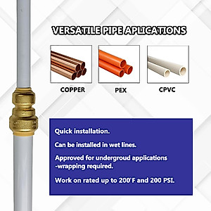 HQMPC 1/2"x3/4" Push Fit PEX Fittings Straight Coupling, Push-to-Connect Copper, CPVC, Brass, 6PCS