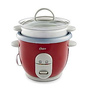 Oster 6-Cup Rice Cooker with Steamer, Red (004722-000-000)