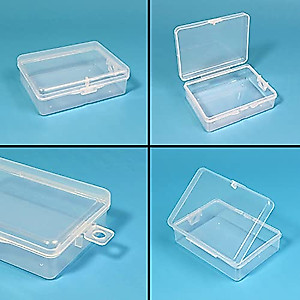 12 Pack 3.5x2.6x1.1 Inches Small Clear Plastic Box Storage Containers with Hinged Lid Rectangular for Organizing Small Parts, Office Supplies, Clips (12)