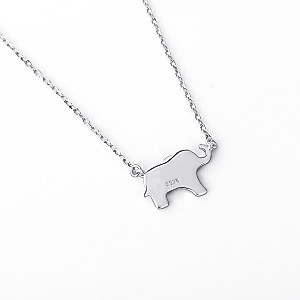 Ladytree S925 Sterling Silver Lovely Elephant Pendant Necklace for Women Jewelry Gift