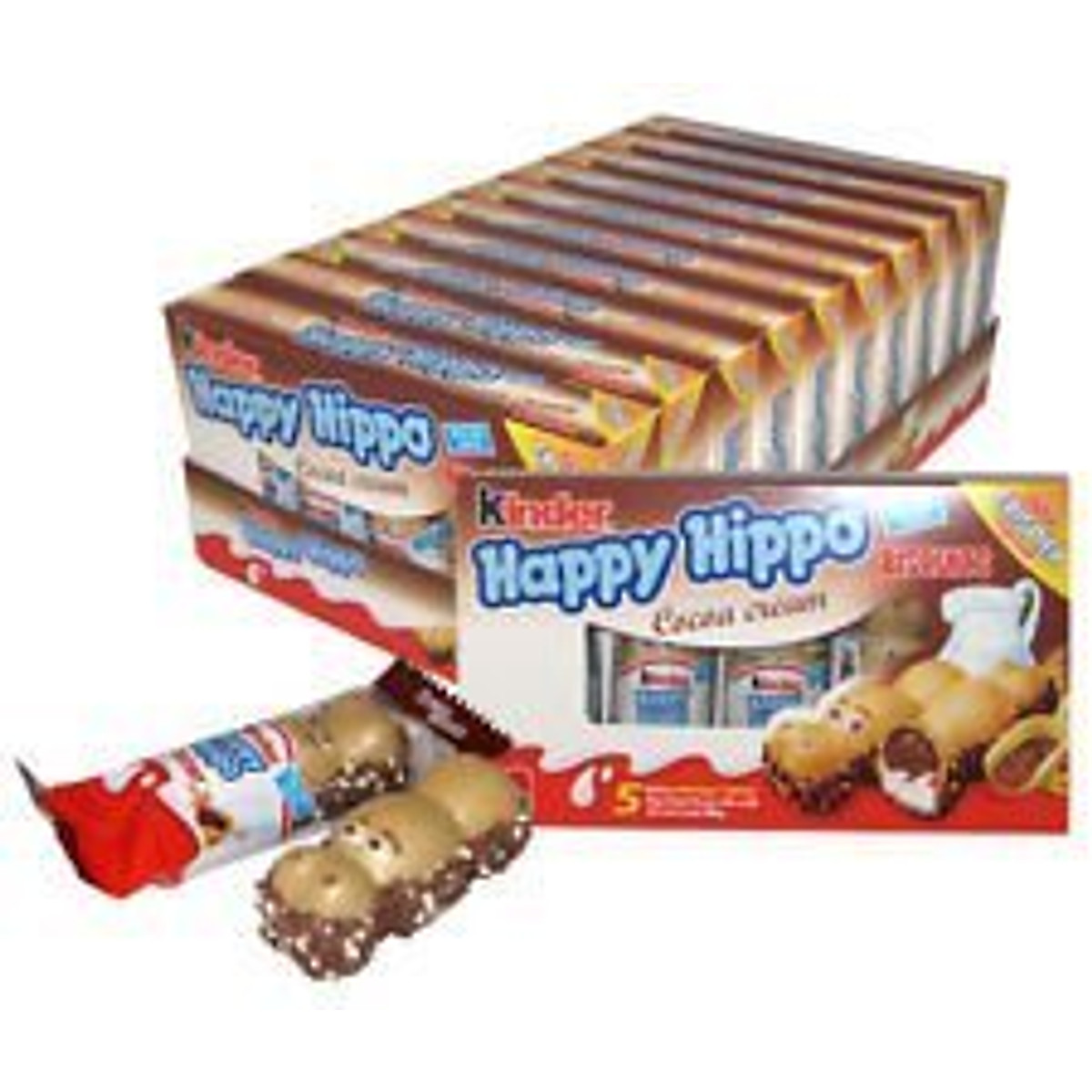 Kinder Happy Hippo COCOA CREAM Biscuits 5 count boxes (PACK OF 10)