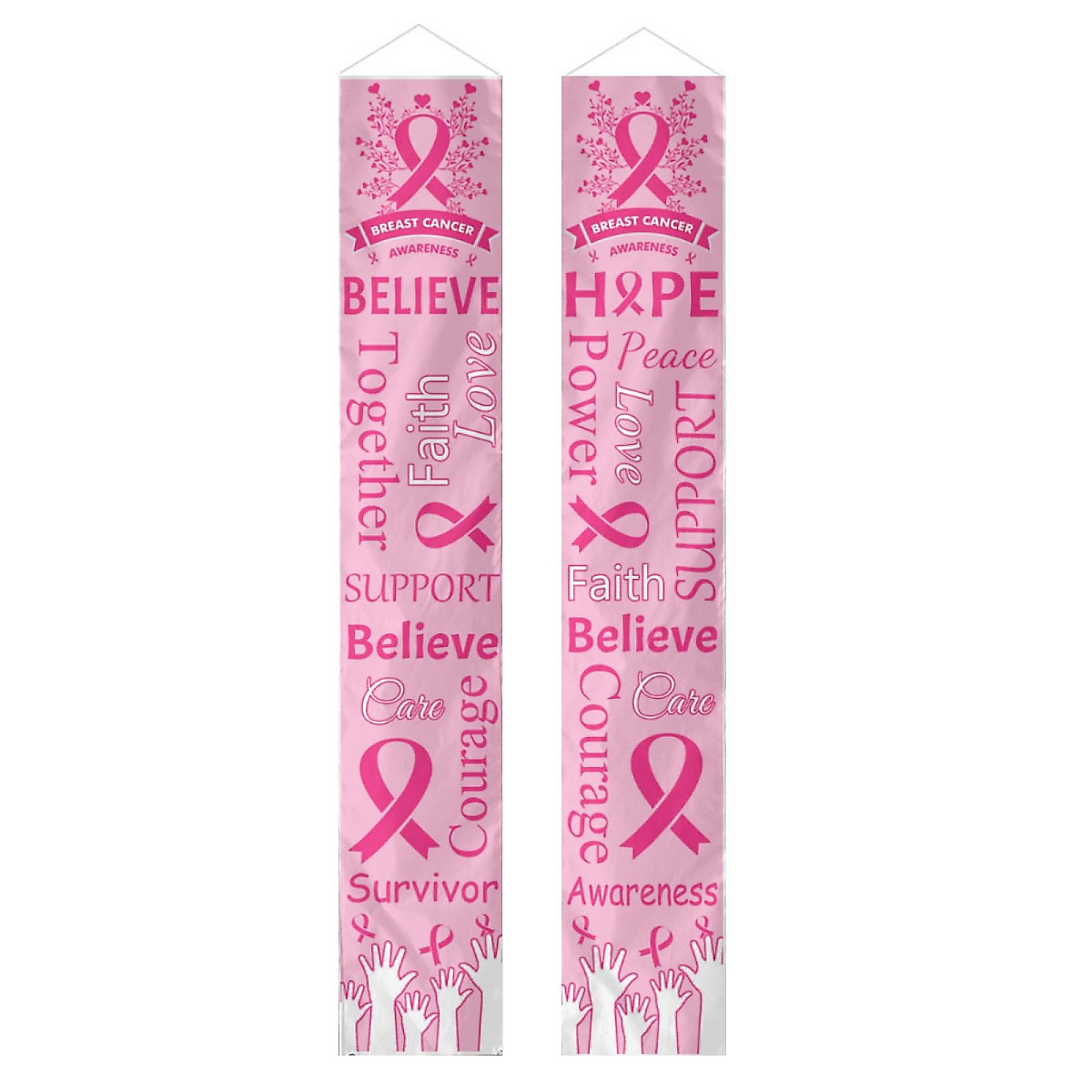 ZHIFU Breast Cancer Awareness Party Decorations Breast Cancer Banner Porch Sign, Pink Ribbon Door Banner Party Supplies Backdrop for Outdoor Indoor, 12 x 72 Inch