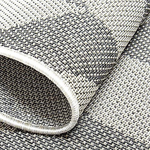 Nicole Miller New York Patio Country Calla Contemporary Herringbone Indoor/Outdoor Area Rug, Black/Grey, 6'6"x9'2"