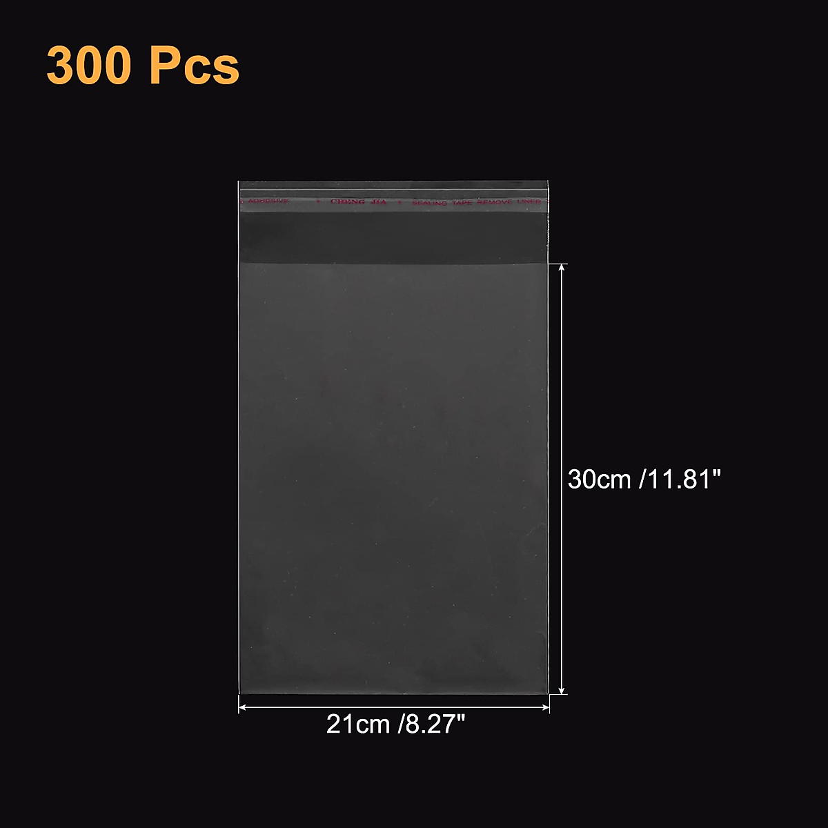 uxcell 300Pcs Clear Cello Bags, 8-1/4" x 12" Plastic Self Sealing OPP Cello Treat Bags Cello Poly Bags for Packing Cookies Candy Jewelry Gifts, Clear