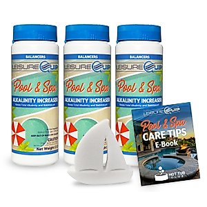 LeisureQuip Pool & Spa Total Alkalinity Increaser 2 lb for Hot Tub Balance 3 Pack with ScumBoat and Hot Tub Care Ebook