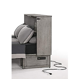 IQ FURNITURE Alpine Queen Cabinet Bed & Mattress- Rustic Grey (MUR-ALP-QEN-RG)