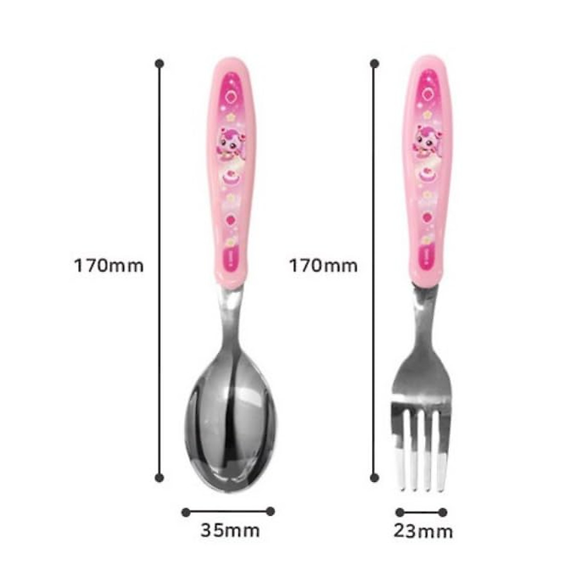 Generic Lovely Catch Teenieping Fork, Spoon, and Chopsticks Flatware Set with Case, Medium, Pink