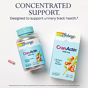 SOLARAY CranActin Cranberry Extract 400mg, Concentrated Cranberry Supplement for Urinary Tract Health & Bladder Support, with Vitamin C for Immune Support, Vegan (120 CT)