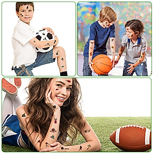 Konsait 30 Sheets Football Soccer Baseball Temporary Tattoos, Luminous Mixed Styles Fake Waterproof Tattoos Stickers, Kids Rugby Football Baseball Party Favors World Cup Gift Bag Fillers