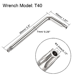 uxcell M8x25mm Torx Security Machine Screw, 20pcs Pan Head Screws Inside Column, with T40 L-Type Wrench, 304 Stainless Steel Fasteners Bolts