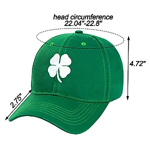 St. Patrick's Day 4 Leaf Clover Baseball Hat Adjustable Embroidery Shamrock Baseball Cap for Men and Women