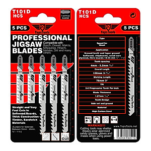 40 x TopsTools JSTTK8 T101AO T101B T101BR T101D T111C T118A T119BO T144D Mixed Jigsaw Blades for Bosch, Dewalt, Makita, Milwaukee and many more