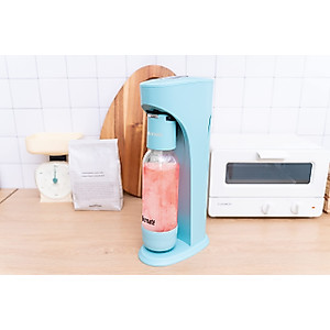 Drinkmate OmniFizz Sparkling Water and Soda Maker, Carbonates Any Drink, PARTY PACK - Includes two 60L CO2 Cylinders, three Carbonation Bottles, and two Fizz Infusers (Arctic Blue)
