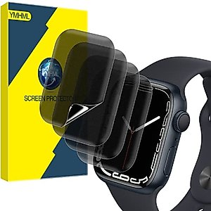 [ 4 Pack ] YMHML Privacy Screen Protector Compatible for Apple Watch Series 9 8 7 45mm, [Upgrade Anti-Spy Film] Soft Anti-Scratch Matte Film for Apple Watch Series 9 8 7 Accessories Matte Black, 45mm