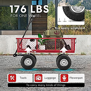 VIVOHOME 4.10/3.50-4 Polyurethane Solid Wheel Non-Rubber Tires for Garden Utility Wagon Cart, Snowblower, Lawn Mower, Wheelbarrow and Trolley Replacement Pack of 4