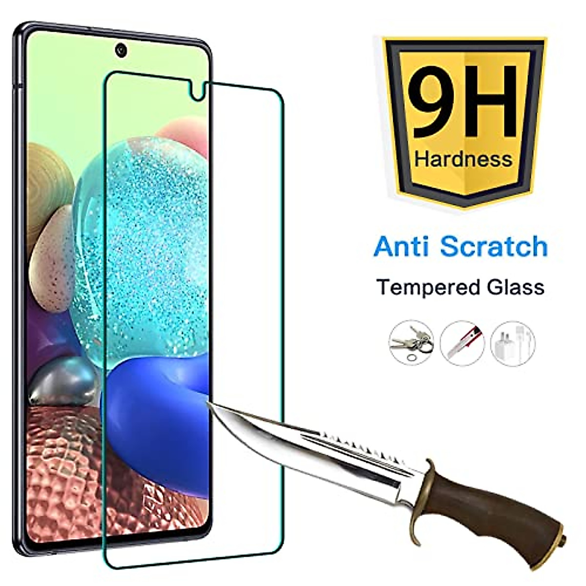【3+3 PACK 】Coolpow Designed for Samsung Galaxy A71 5G Screen Protector Samsung A71 5G Screen Protector Tempered Glass 9H Hardness Bubble Free Anti-Scratch HD Clarity Case Friendly