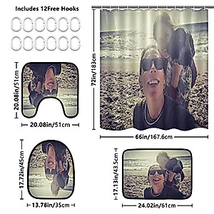 JSTEL Custom Bathroom Sets with Shower Curtain and Rugs,Custom Bathroom Rugs Sets 4 Piece Non Slip Bath Mat Sets with Shower Curtain