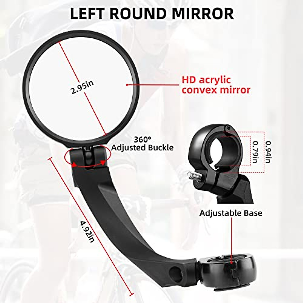 ROCKBROS Bike Mirror Handlebar Mount Bicycle Rear View Mirror Adjustable Rotatable Safety Bike Accessories Bike Mirrors for Mountain MTB Road E-bike