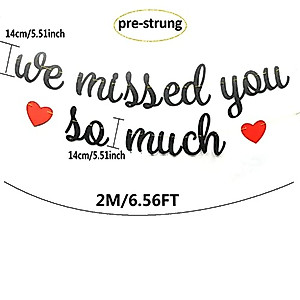 Welcome Home Black Banner We Missed You So Much Banner for Housewarming Patriotic Military Decoration Family Party Supplies Bunting Photo Booth Props Sign Pre-Strung (Black)