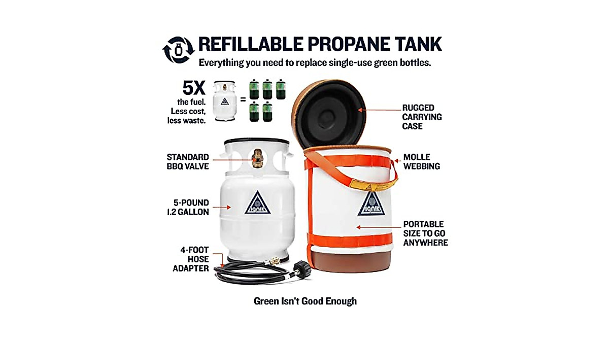 Ignik Gas Growler Deluxe: Refillable 5lb Propane Tank Kit