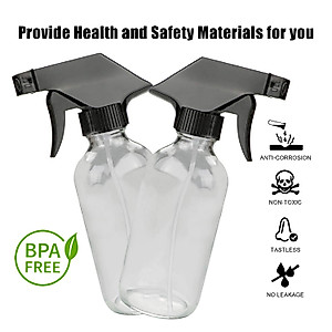 Maredash Clear Spray Bottles, Clear Glass Storage Bottle w/Black Trigger Sprayer & Labels & Lids, Refillable Container for Water, Essential Oils, Cleaning Products, etc (8 oz, 6 Pcs)…
