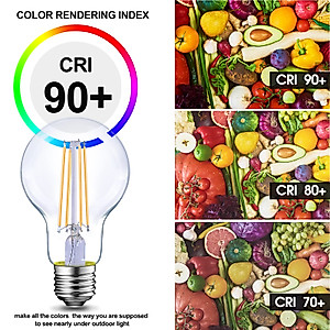 Energetic Dimmable LED Filament Light Bulbs, 8W, 60 Watt Equivalent, Warm White 3000K, Classic Clear Glass, A19 LED Light Bulb, 6 Pack