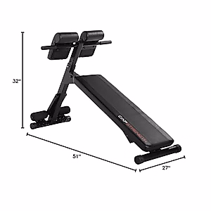 CAP Barbell Hyperextension/Ab Bench,Black