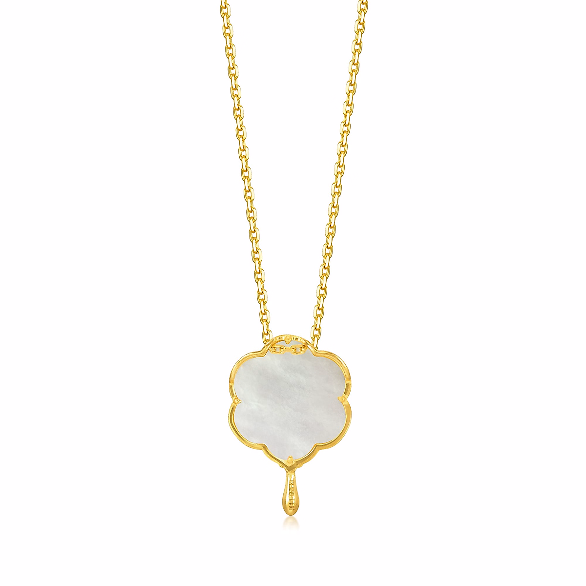 CHOW SANG SANG Cultural Blessings Daily Bliss 999.9 24K Solid Gold Mother of Pearl Jade Rabbit Pendant 92655P [Not Include the-Necklace]