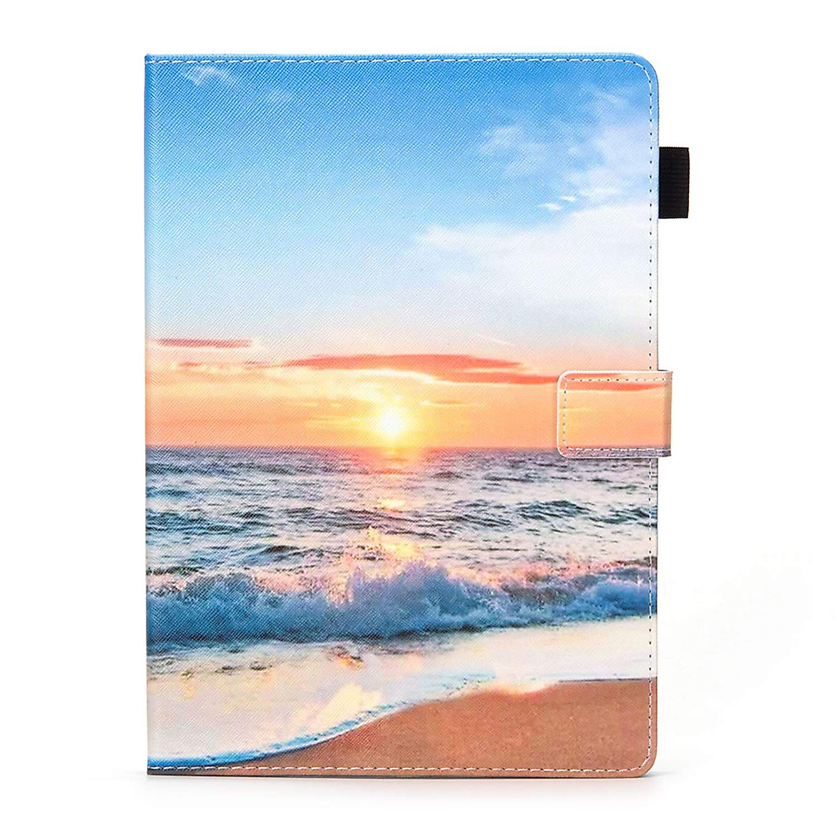 UUcovers for Apple iPad 9th/8th/7th Generation Case 10.2 inch (2021/2020/2019) with Pencil Holder Pockets [Auto Wake/Sleep] PU Leather Smart Folio Stand Wallet TPU Shockproof Cover, Beach Sunrise