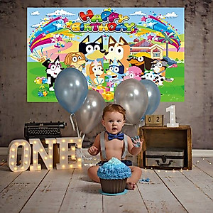 Happy Birthday Backdrop for Dog Party Decorations,5 x 3FT Birthday Banner for Girls Boys Kids Birthday Party Decor