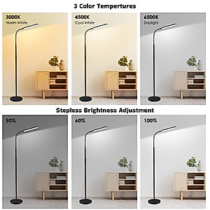 Dimunt LED Floor Lamp, Bright 15W Floor Lamps for Living Room with 1H Timer, Stepless Adjustable 3000K-6000K Colors & Brightness Standing Lamp with Remote & Touch Control Reading Floor Lamps