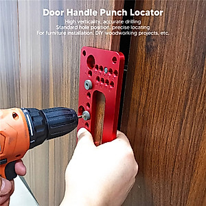 MISNODE Woodworking Hole Positioner Aluminum Alloy Carpentry Hole Pitch Jig Guide Dowel Jig Kit Hole Punch Locator Drill Bushing Set for Wardrobe Cabinet Door